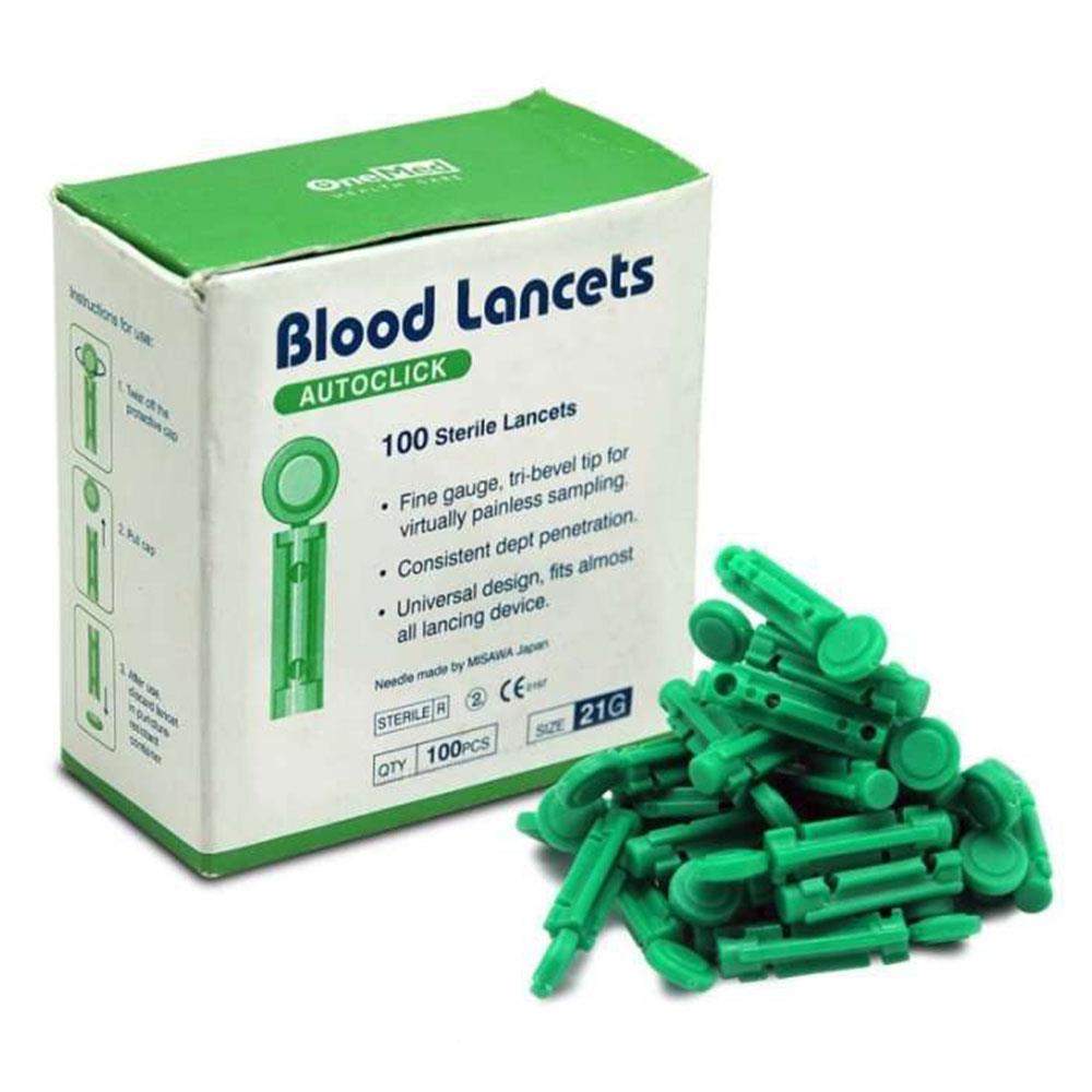 Jual Onemed Blood Lancet Autoclick 21G /100 di Toko The Kingdom Shop
