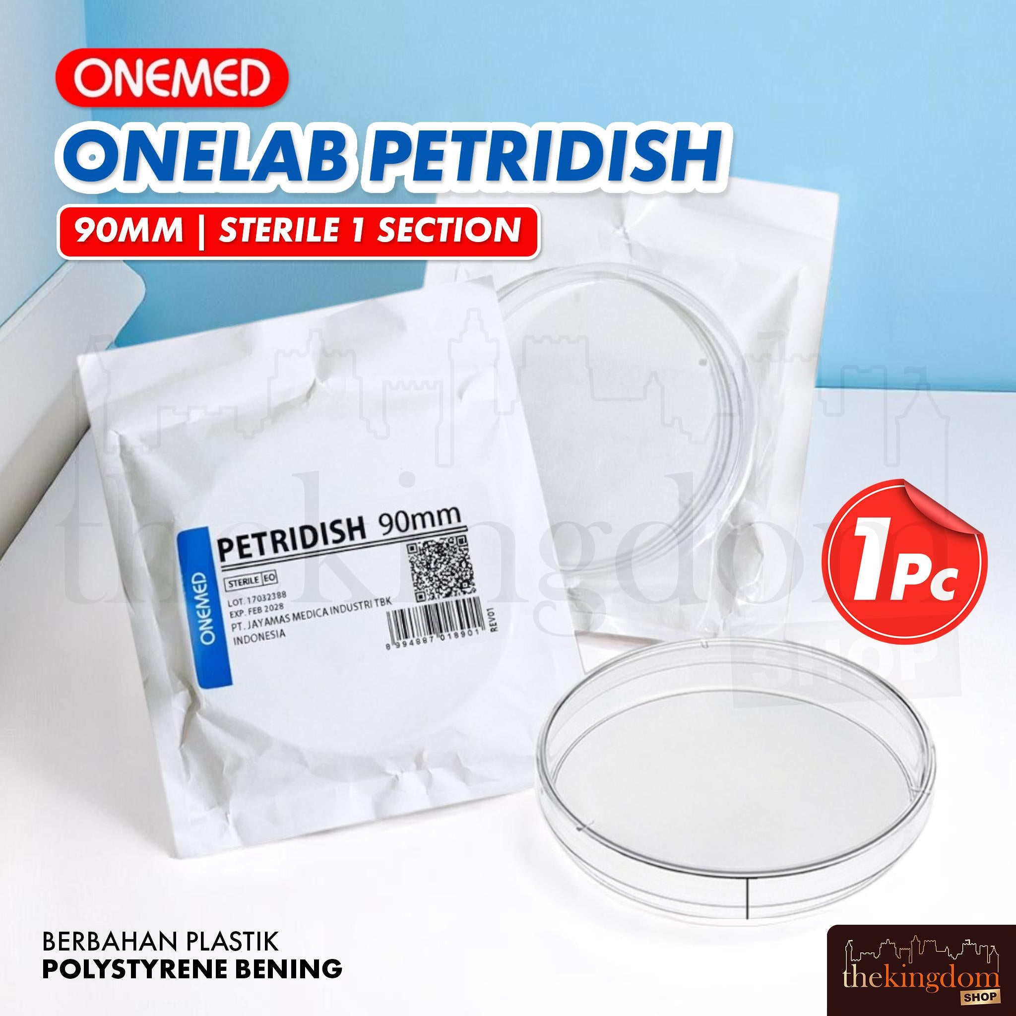 Jual Onemed Onelab Petridish PS 90mm Sterile 1 Section /1 di Toko The ...