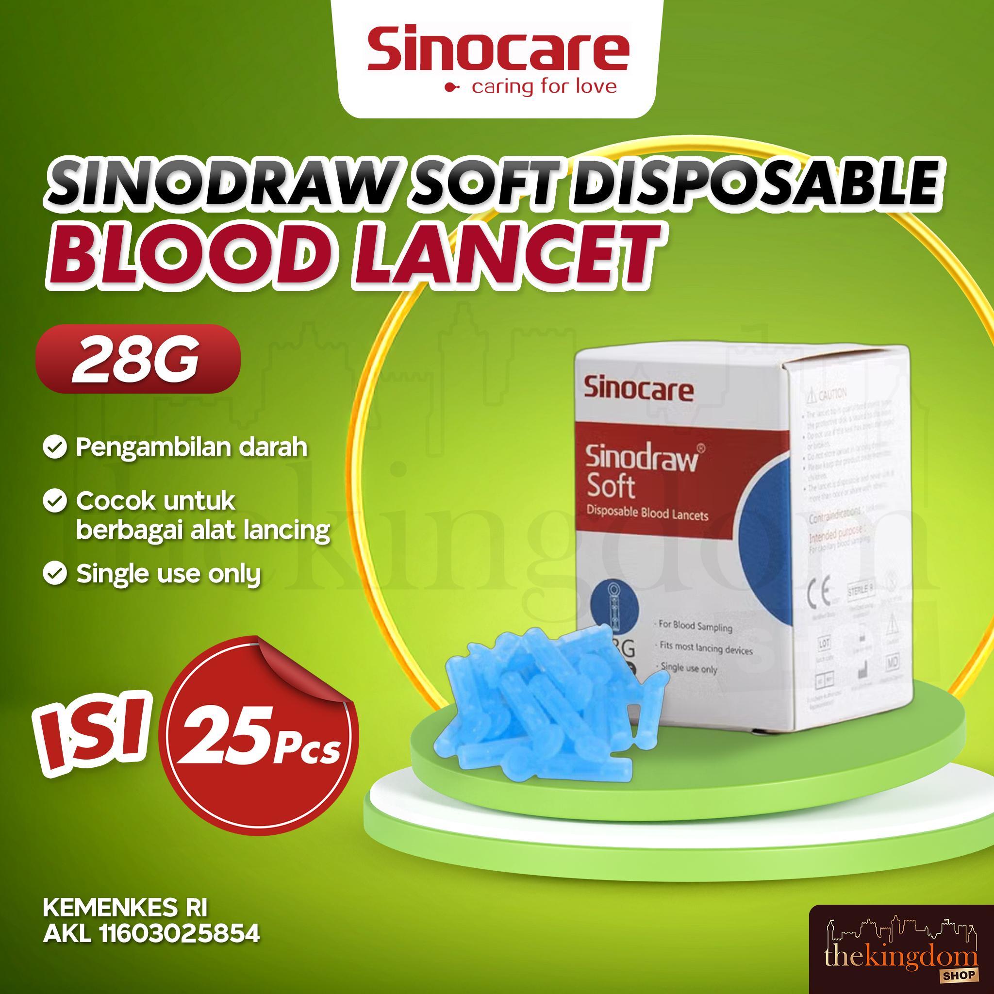 Jual Sinocare Sinodraw Soft Disposable Blood Lancet 28G /25 di Toko The ...